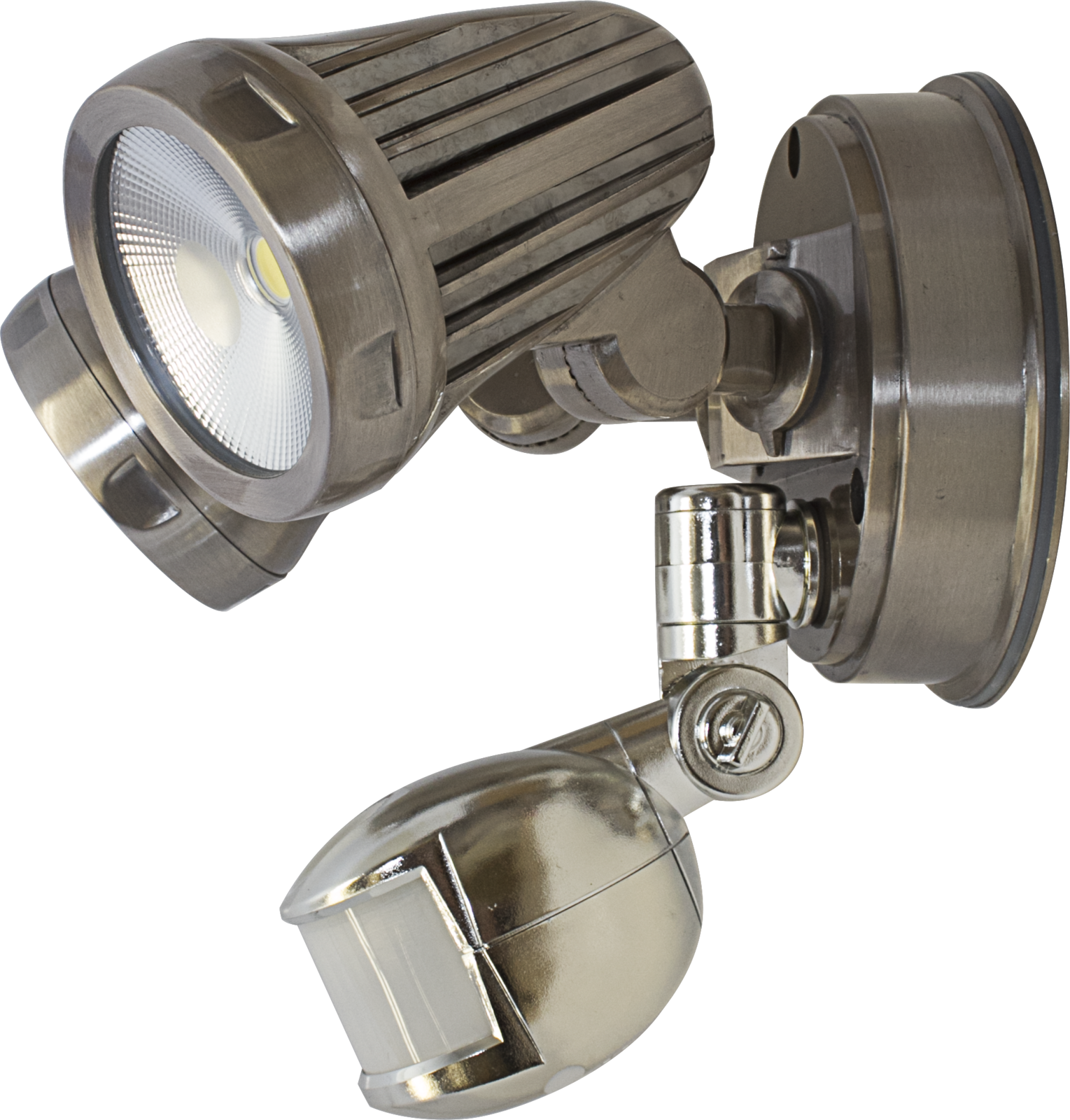 Fortress Double Spot Sensor Exterior 2 x 13w 3000k Brushed Nickel IP54